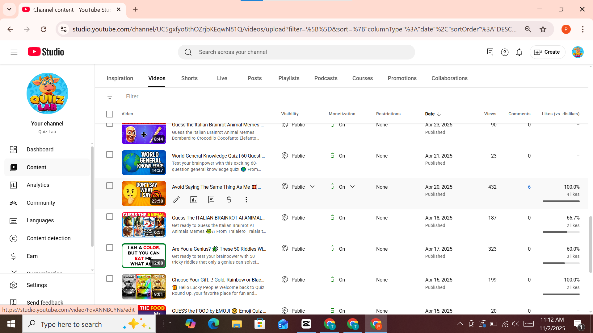 Quiz Lab - Monetized - 1290 : subscribers - Buy Youtube Channels