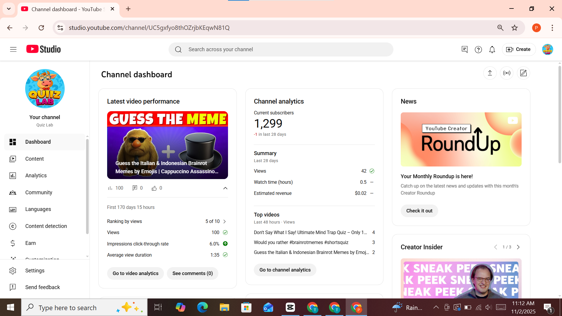 Quiz Lab - Monetized - 1290 : subscribers - Buy Youtube Channels